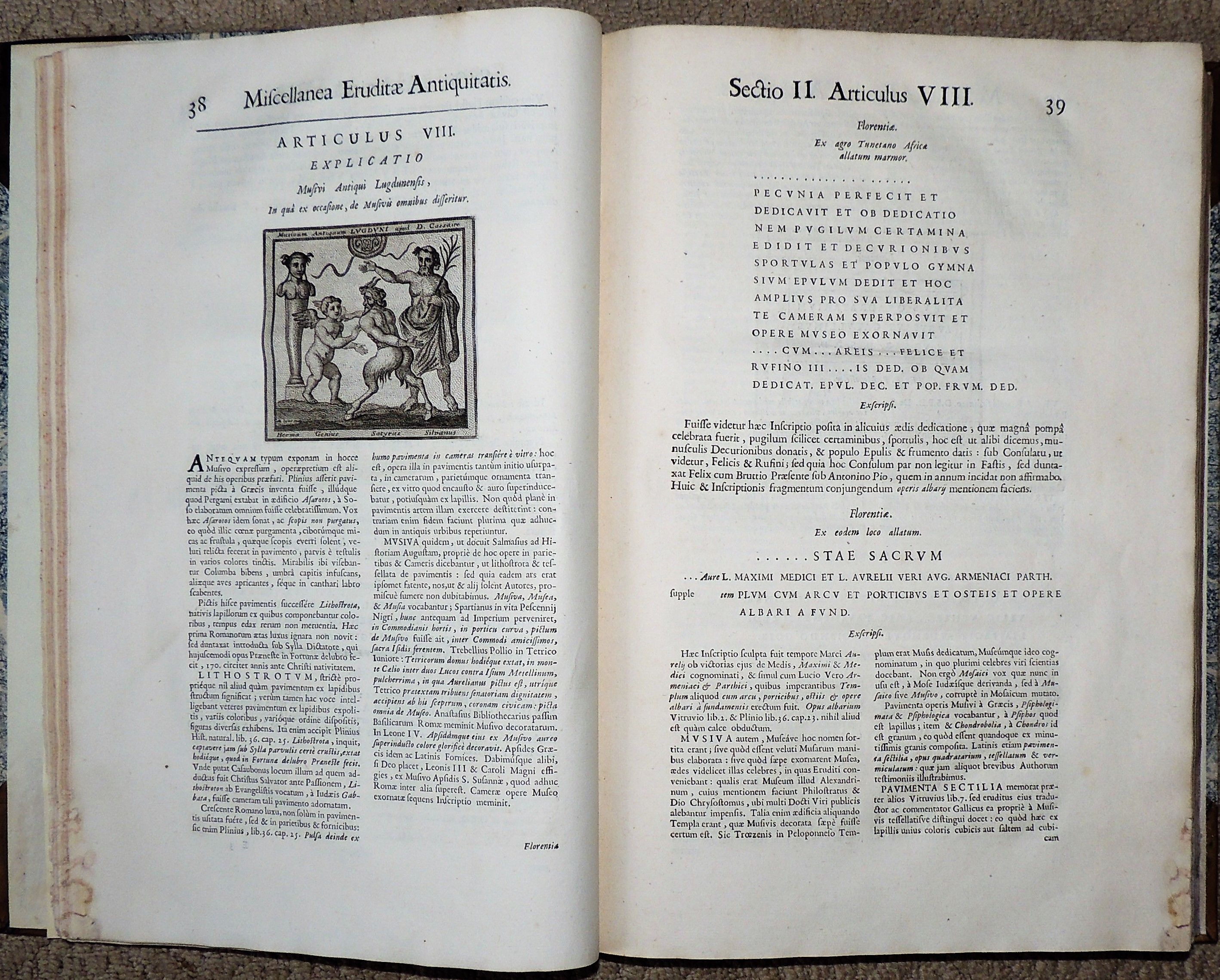 MISCELLANEA ERUDITAE ANTIQUITATIS: in quibus marmora, statuae, musiva ...