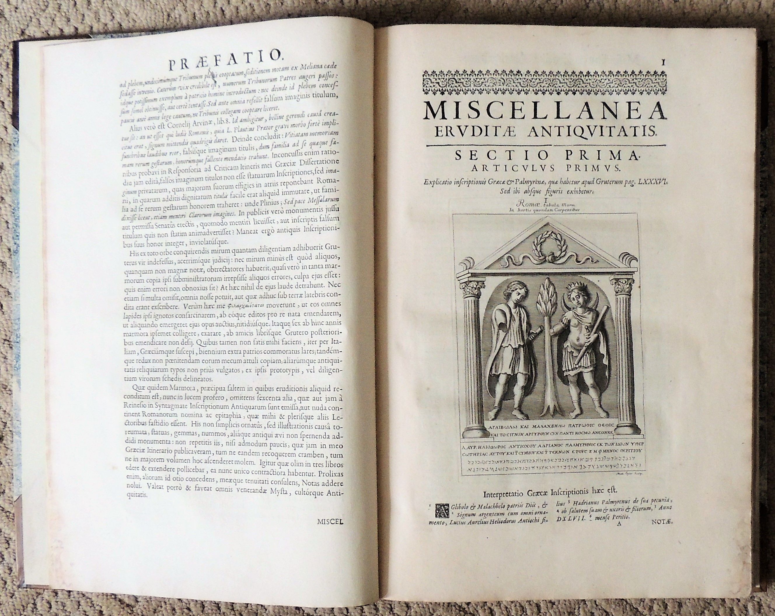 MISCELLANEA ERUDITAE ANTIQUITATIS: in quibus marmora, statuae, musiva ...