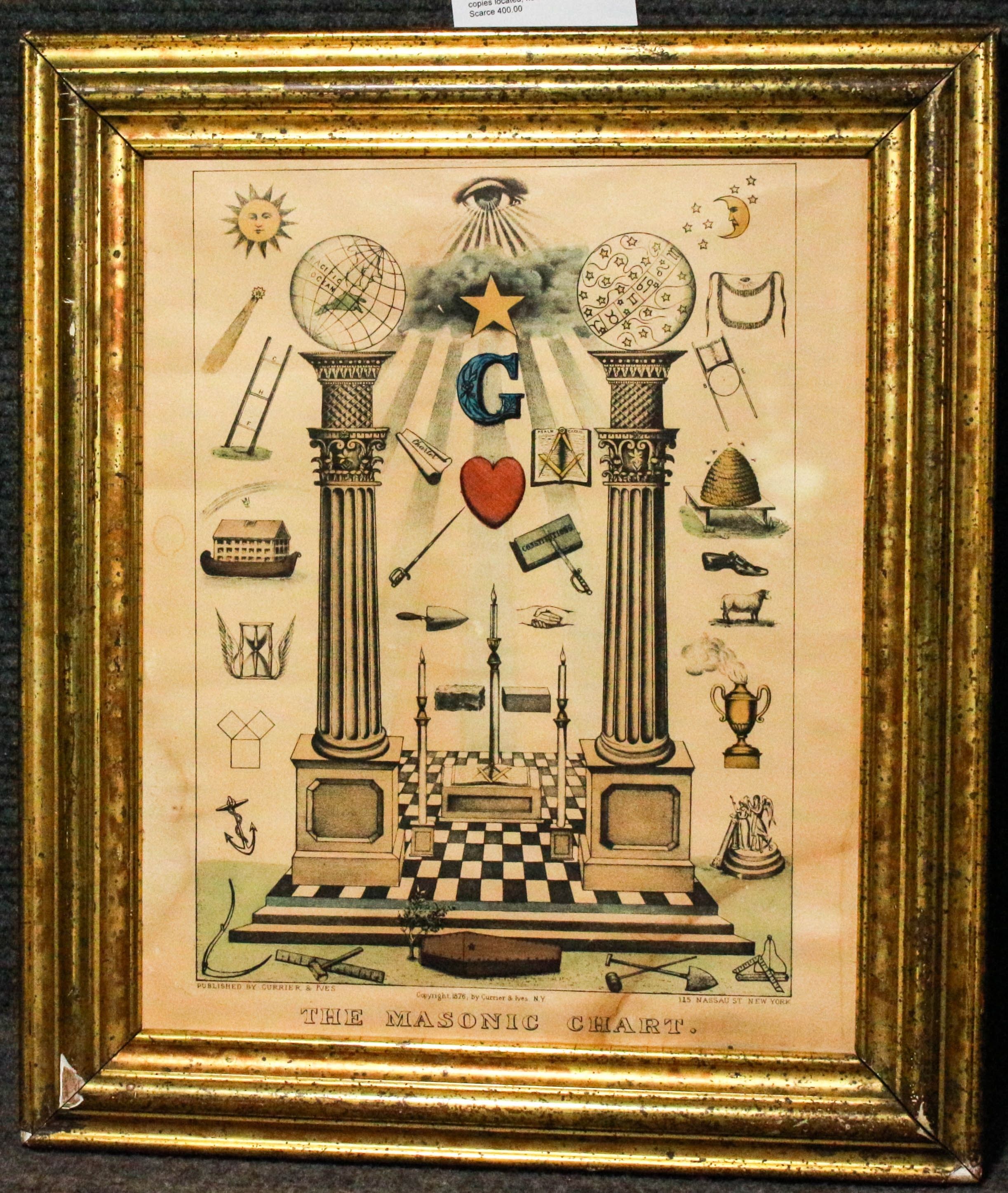 The Masonic Chart [masonic Symbols] Currier & Ives 1876 Framed by ...