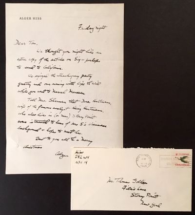 1 PG Handwritten Letter Signed by Alger Hiss | Search for rare books | ABAA