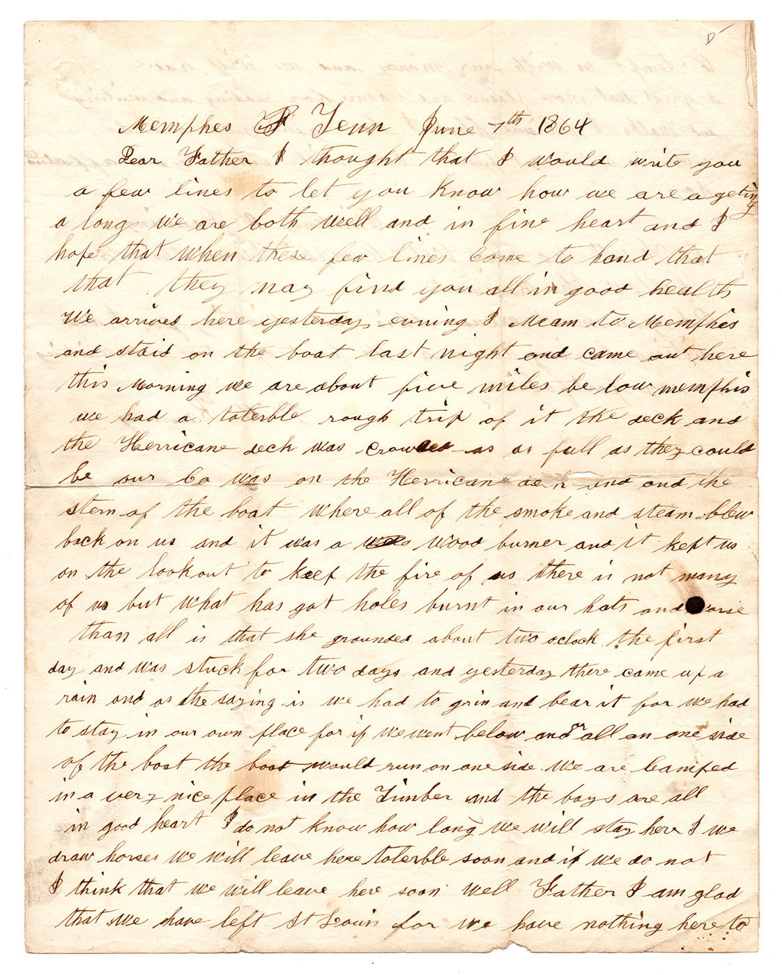 [Brothers in the 12th Missouri Cavalry write to their parents back home ...