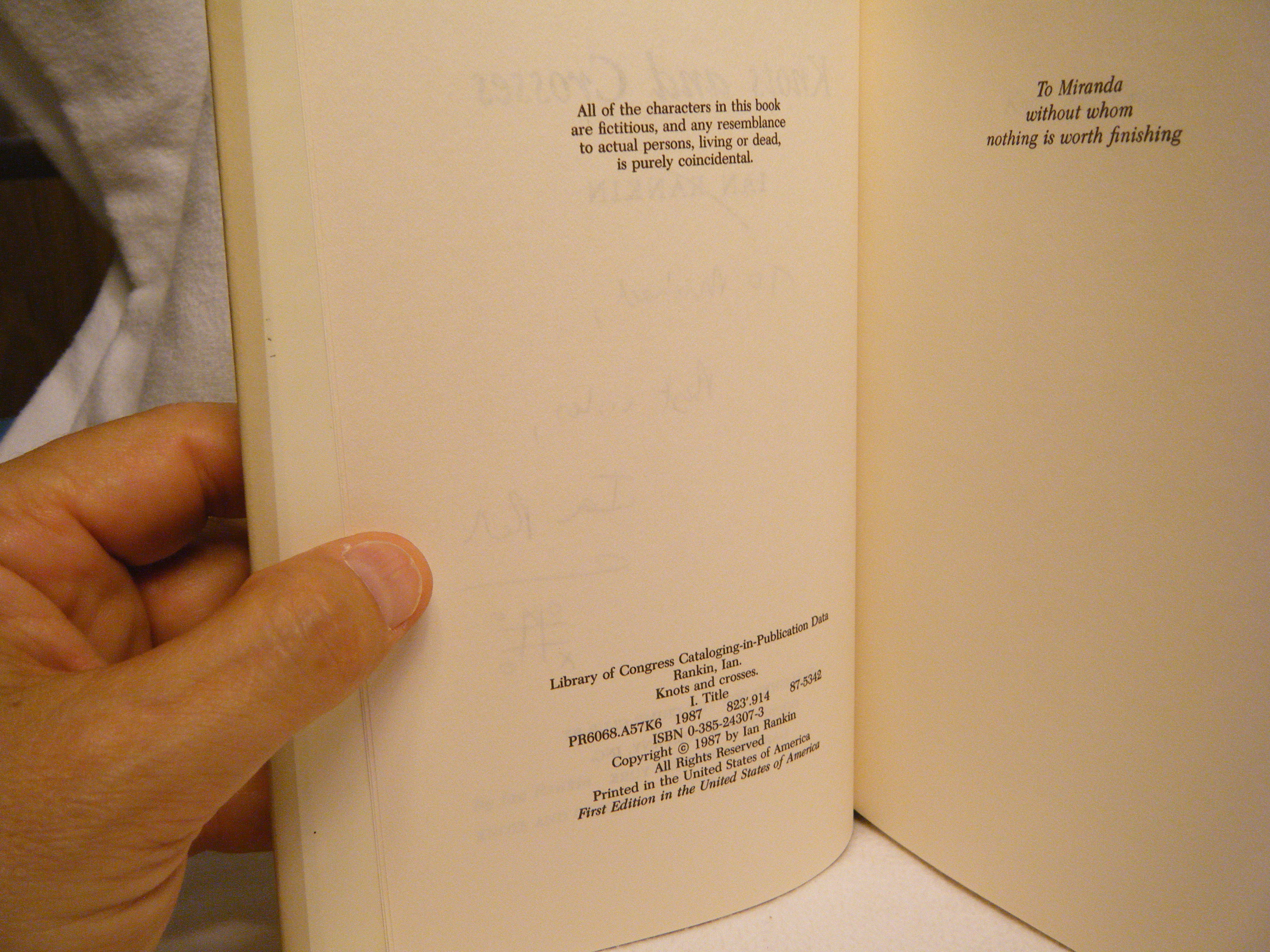 Knots and Crosses by Rankin, Ian | Hardcover | 1987 | Doubleday ...