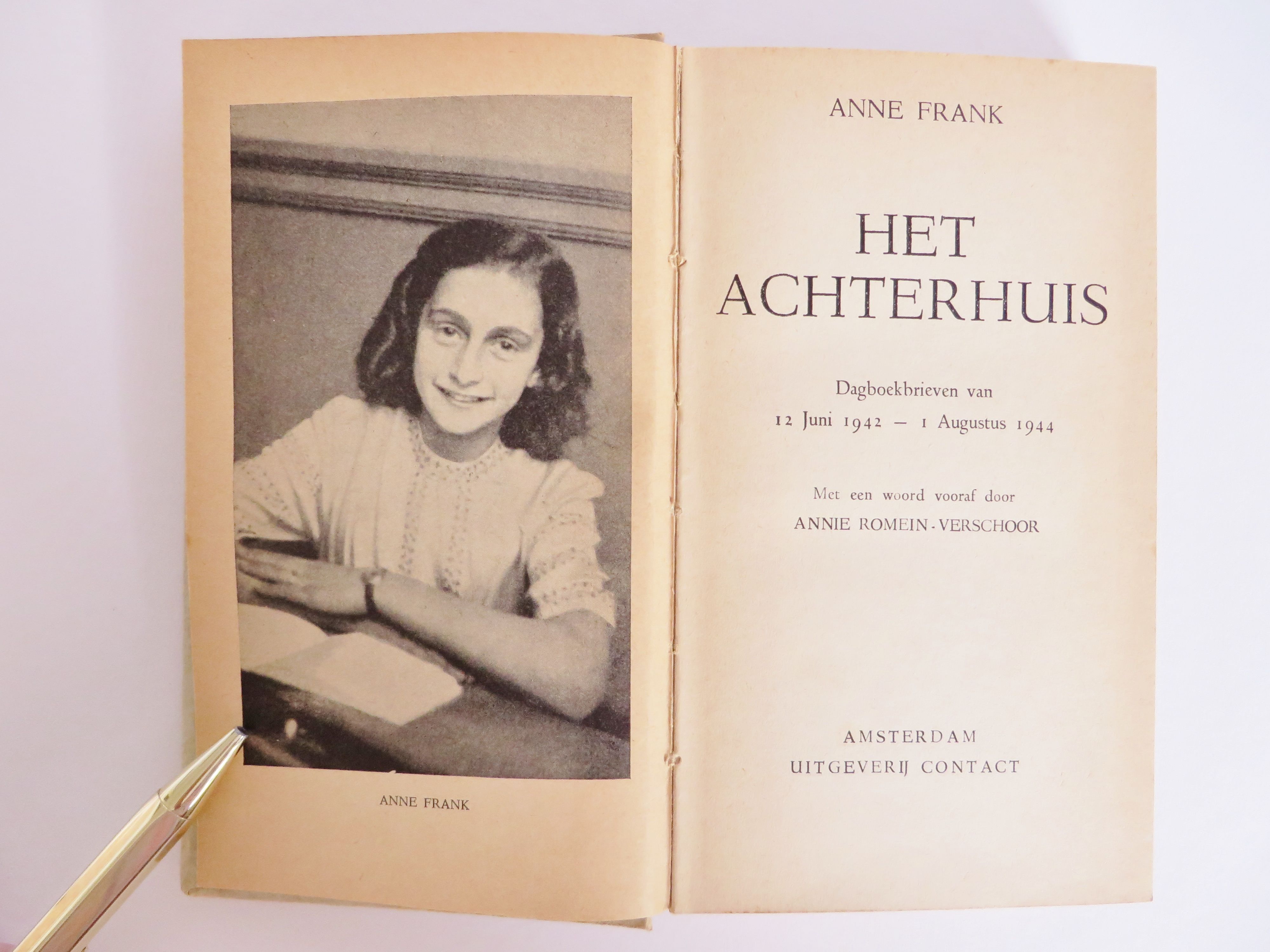 Het Achterhuis.(The Diary of Anne Frank). [First Edition, First Print ...