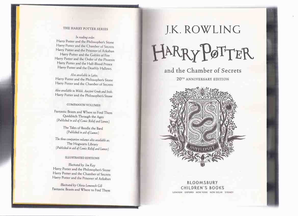 Harry Potter and the Chamber of Secrets -book 2 of the Series -by J K ...