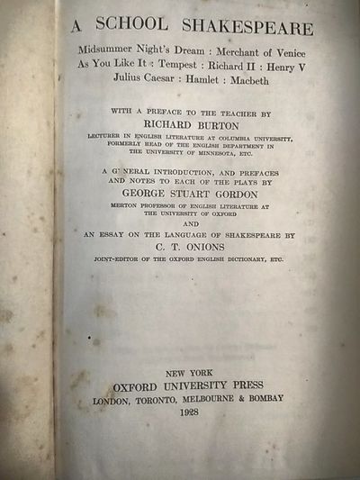A School Shakespeare by Burton, Richard; Gordon, George Stuart; Onions ...