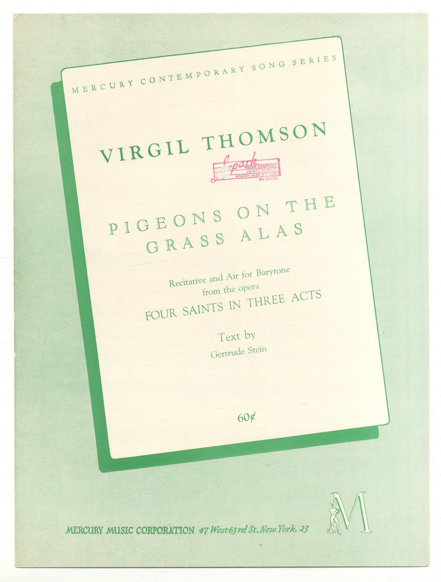[Sheet music]: Pigeons on the Grass Alas: Recitative and Air for ...