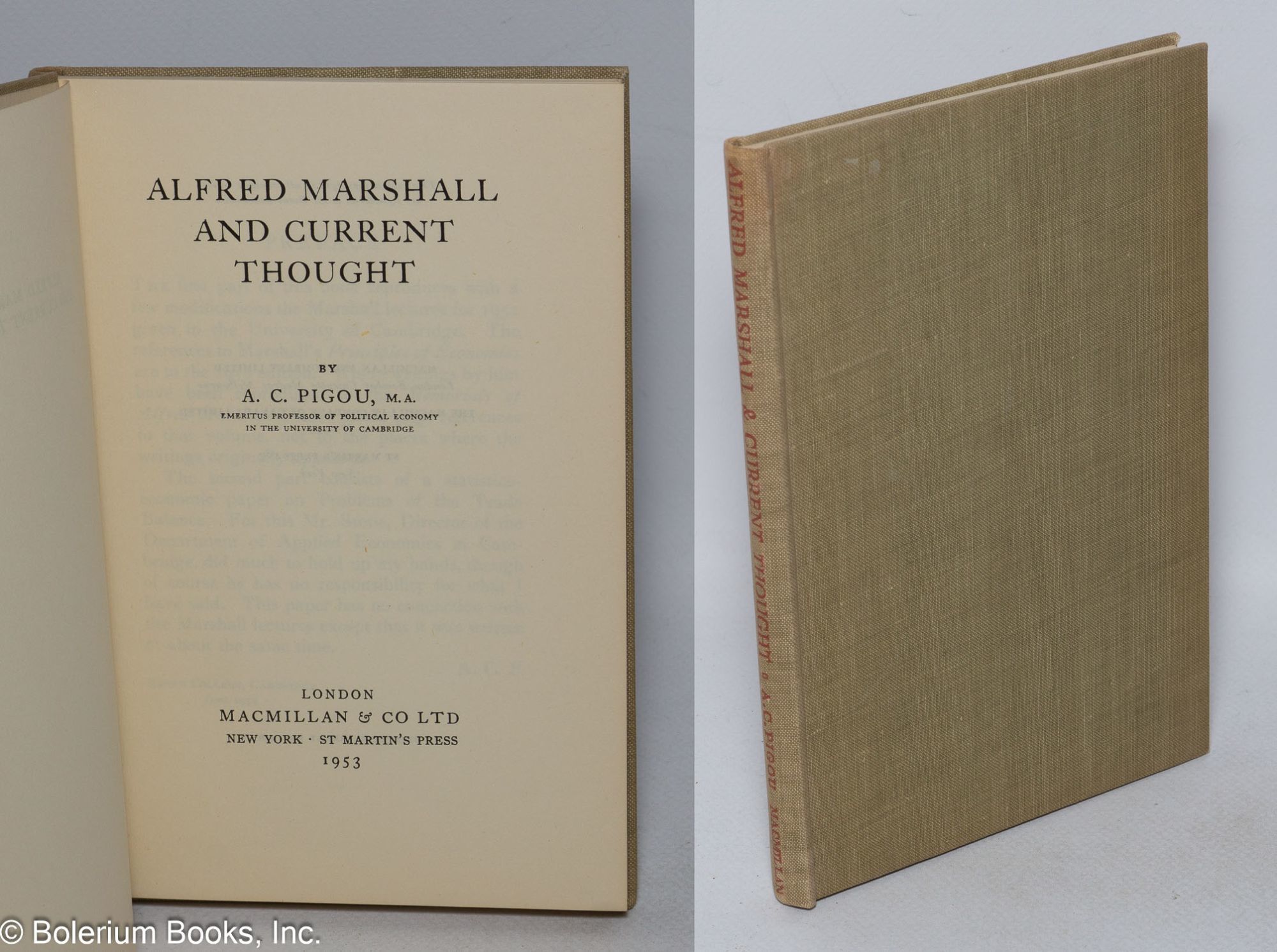 Alfred Marshall and current thought by Pigou, A. C. | Search for Rare ...