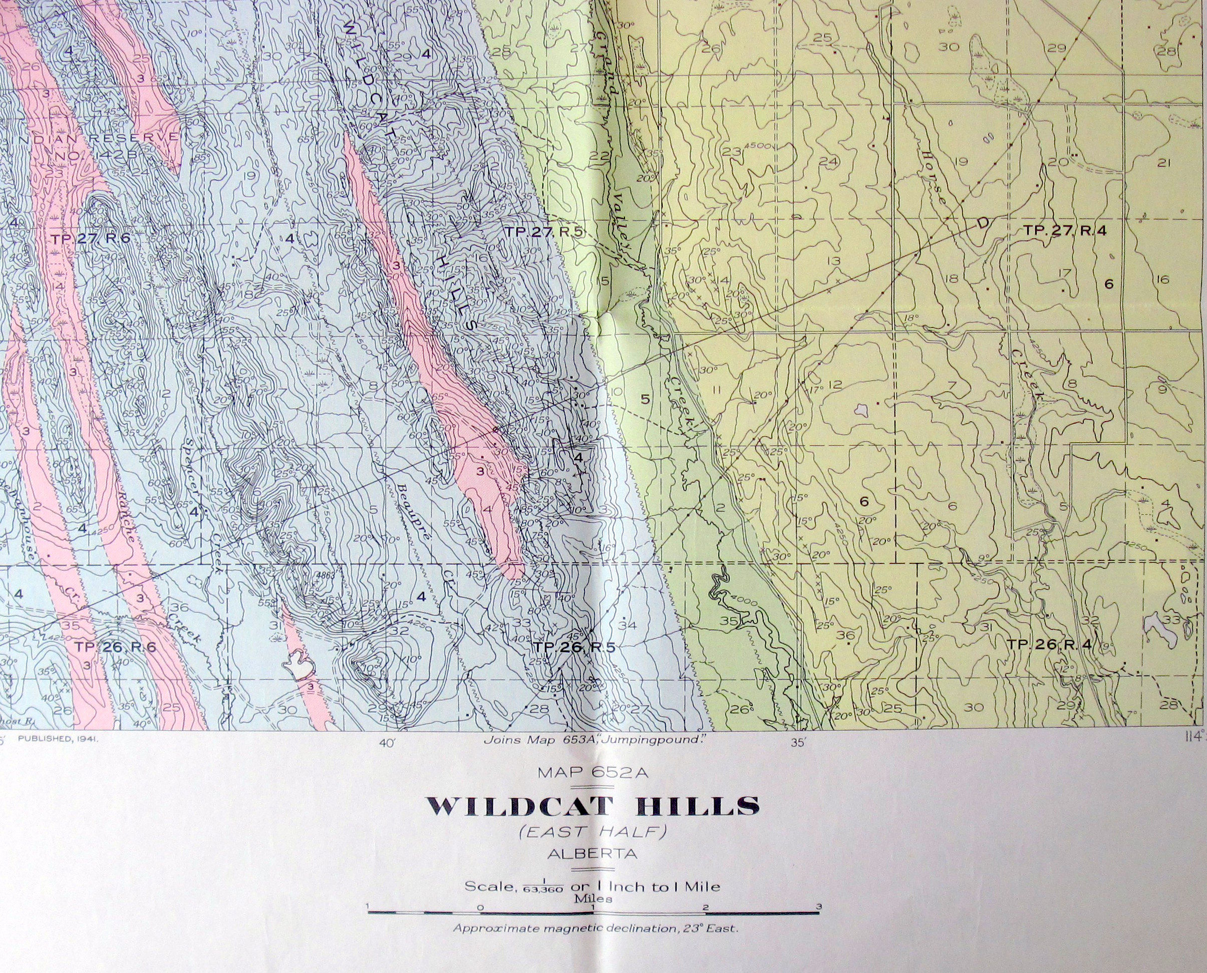 Geological Survey Map in Colour. Map 652a Wildcat Hills (East Half ...