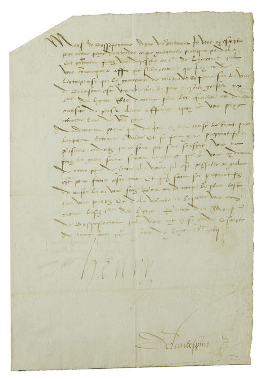 Letter, signed ("Henry")‚ to his ambassador extarordinary in ...