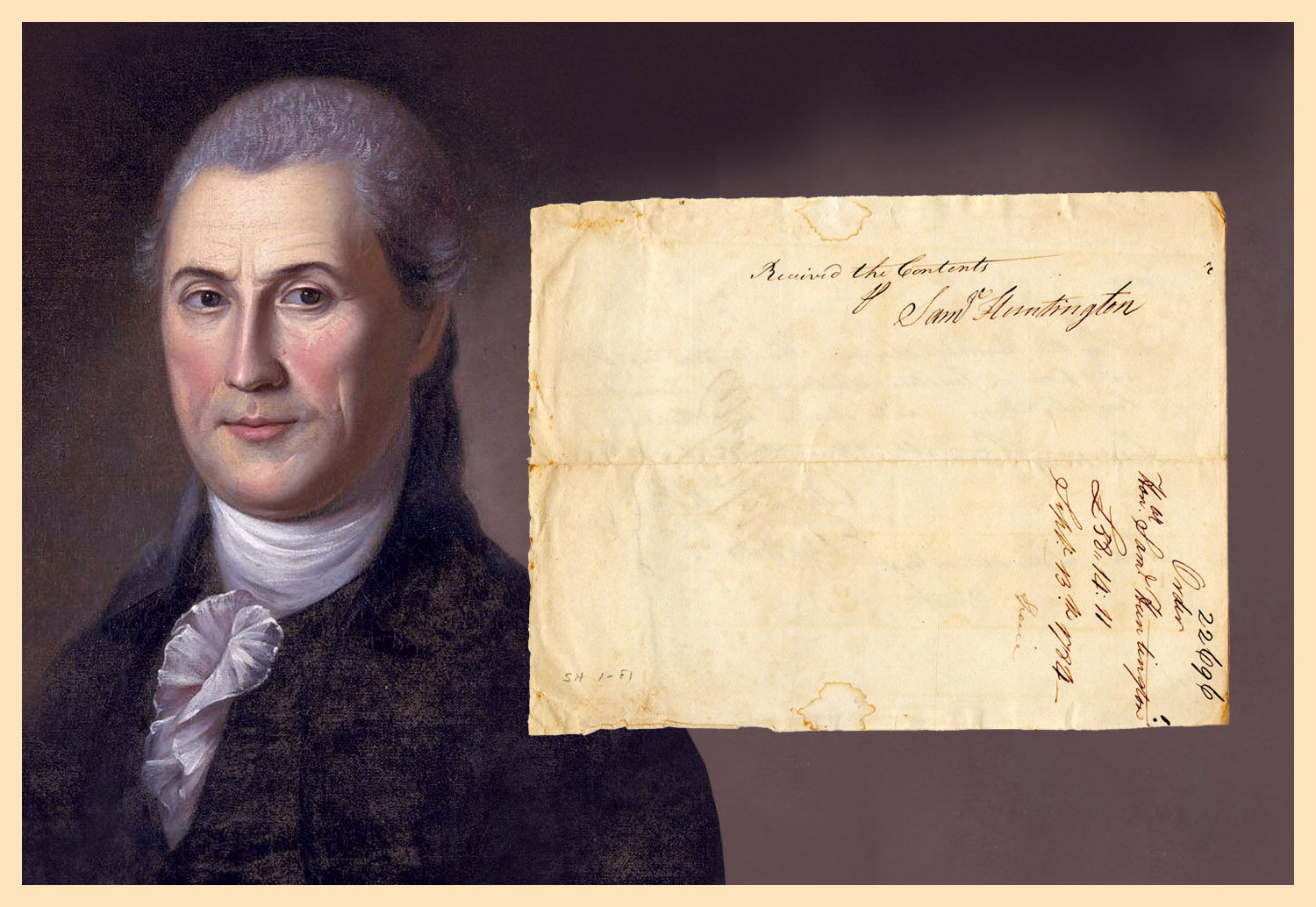 Signer of the Declaration of Independence, Samuel Huntington, signs for ...