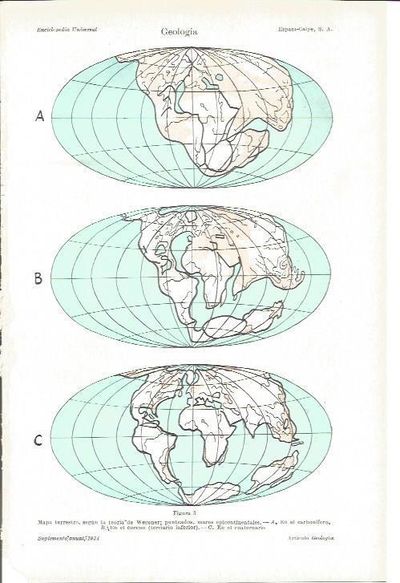 LAMINA V04201: Mapa terrestre segÃºn la teoria de Wegener by Varios ...