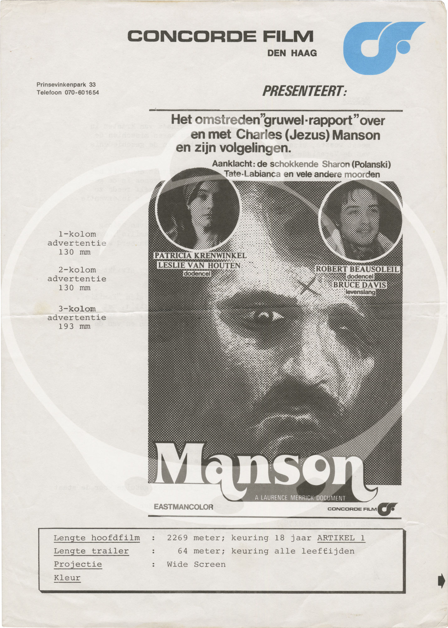 Manson (Six original photographs and original press leaflet from the ...
