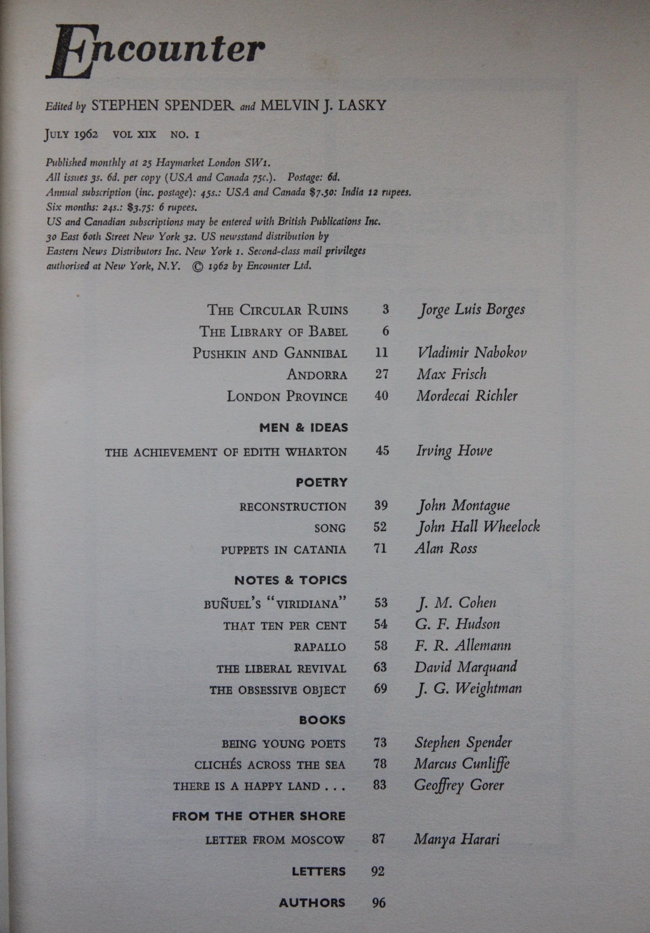 Vladimir NABOKOV contributes "Pushkin & Gannibal", "Nabokov's Reply" to ...