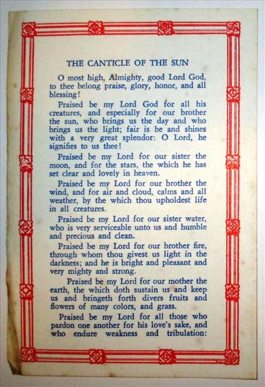 The Canticle of the Sun by [Roman Catholic] [Prayer Card] [Holy Card ...
