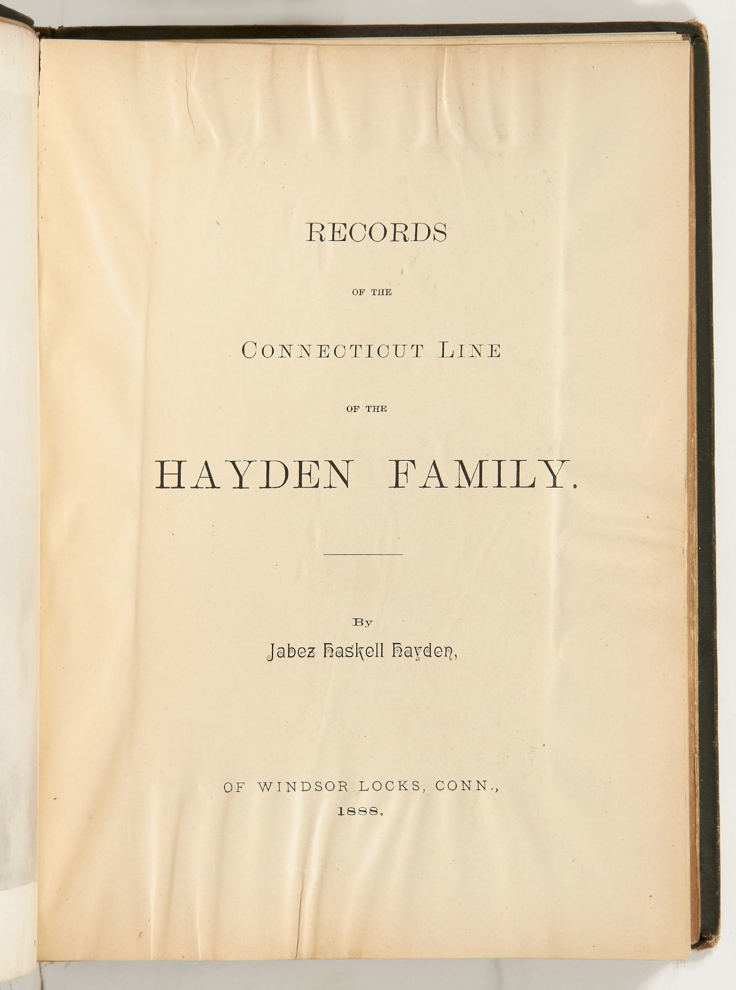Records of the Connecticut Line of the Hayden Family by HAYDEN, Jabez ...