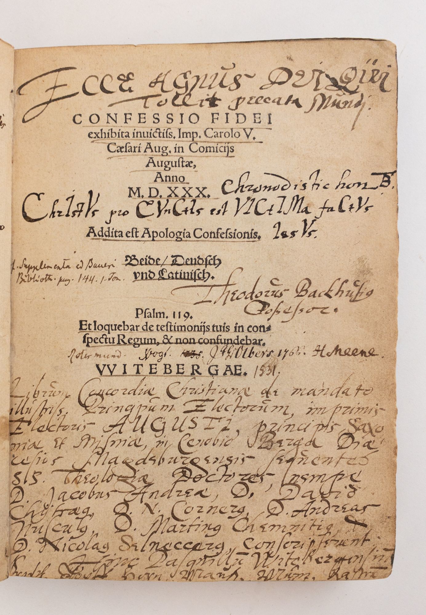 [AUGSBURG CONFESSION]. CONFESSIO FIDEI EXHIBITA INVICTISS. IMP. CAROLO ...