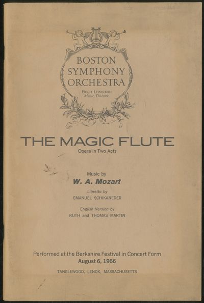 G. Schrimer's Collection of Opera Librettos: The Magic Flute by MOZART ...