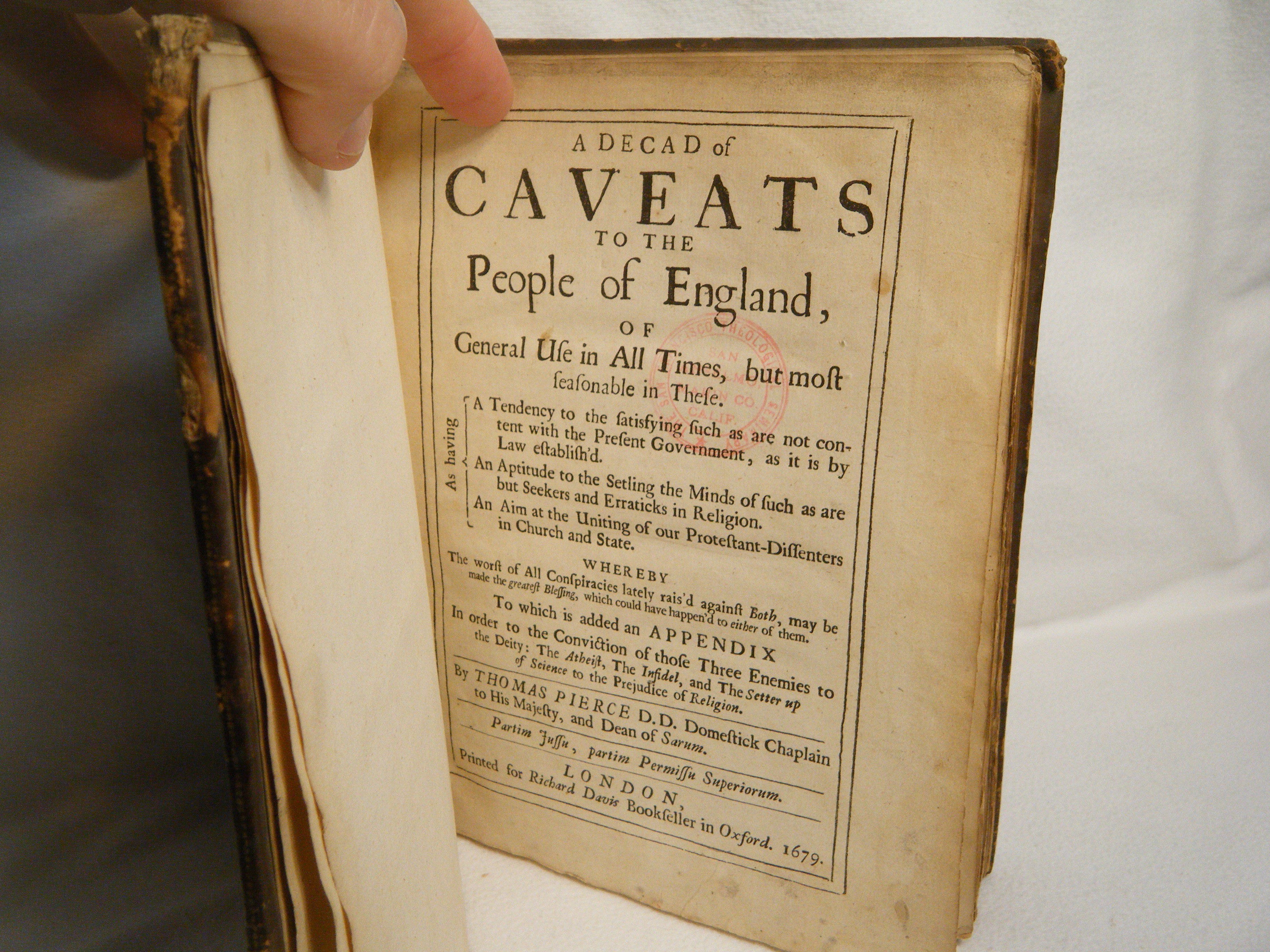 BIBLIO | A Decad of Caveats to the People of England by Pierce, Thomas ...