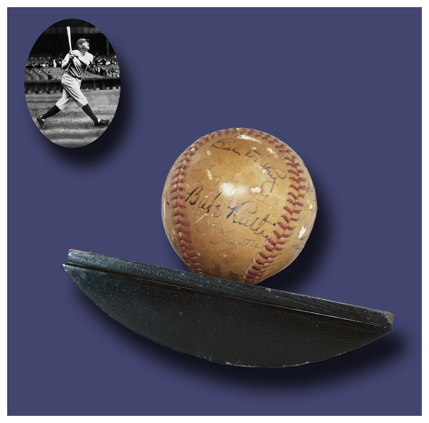 Babe Ruth and Gary Cooper signed baseball from the 1942 Oscar winning ...