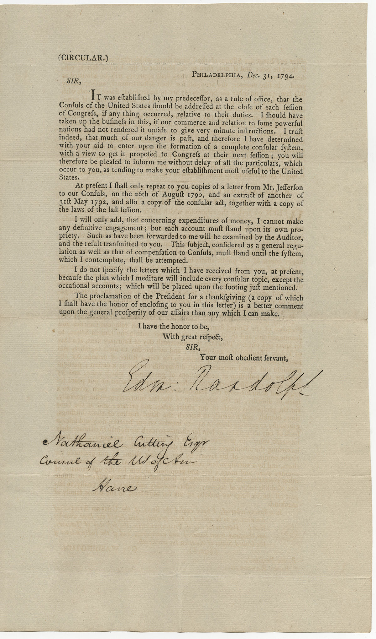 George Washington's Second Thanksgiving Proclamation, Sent to American ...
