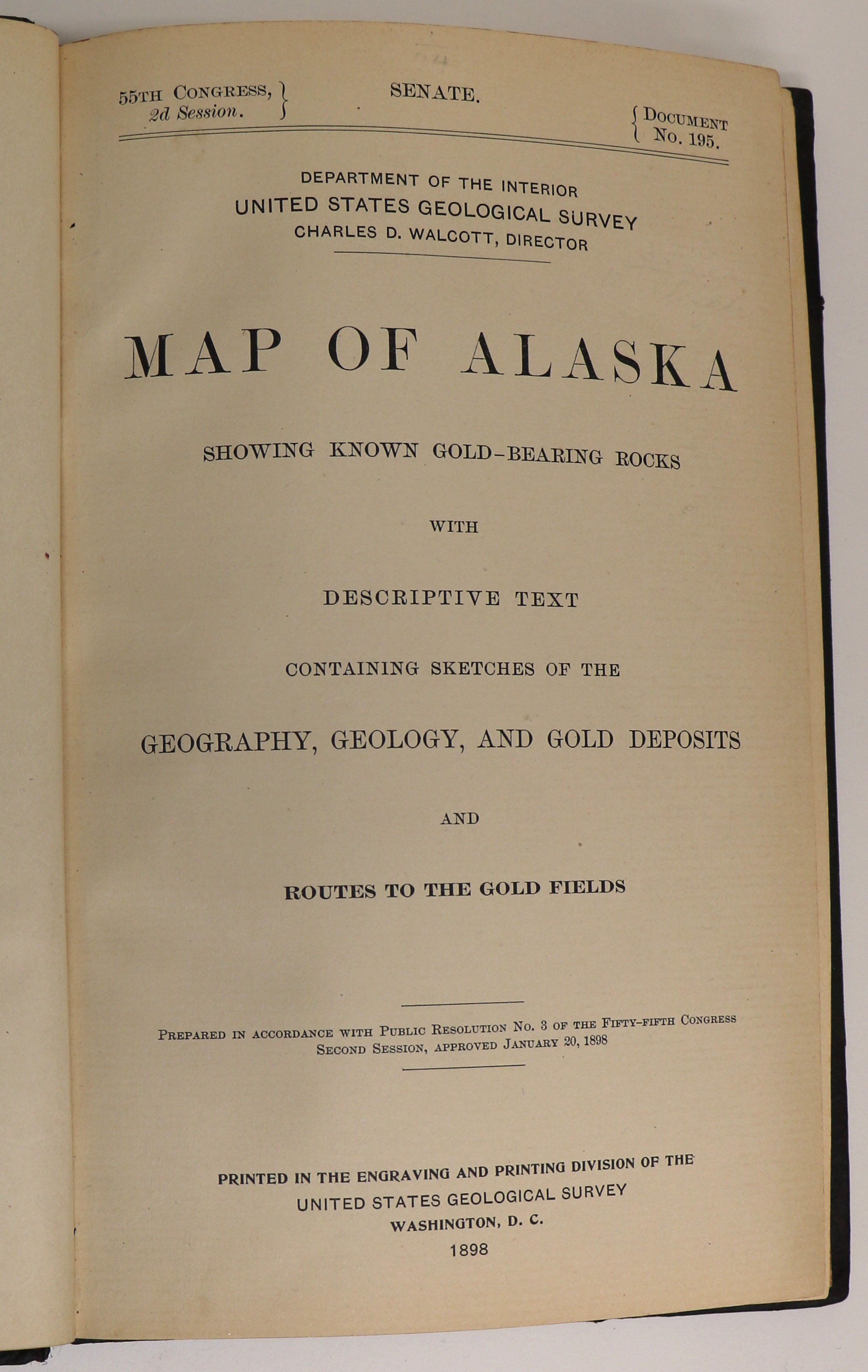 Map of Alaska Showing Known Gold-Bearing Rocks with Descriptive Text ...