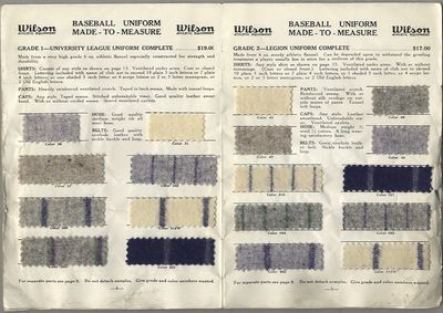 WILSON READY-TO-WEAR [with] MADE-TO-MEASURE BASEBALL UNIFORMS, SEASON ...