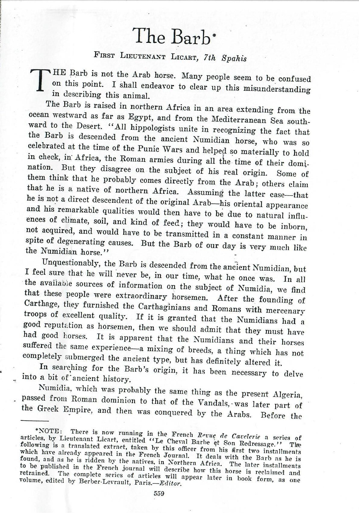 The Barb by Licart, Lieutenant [Jean] | Search for Rare Books | ABAA