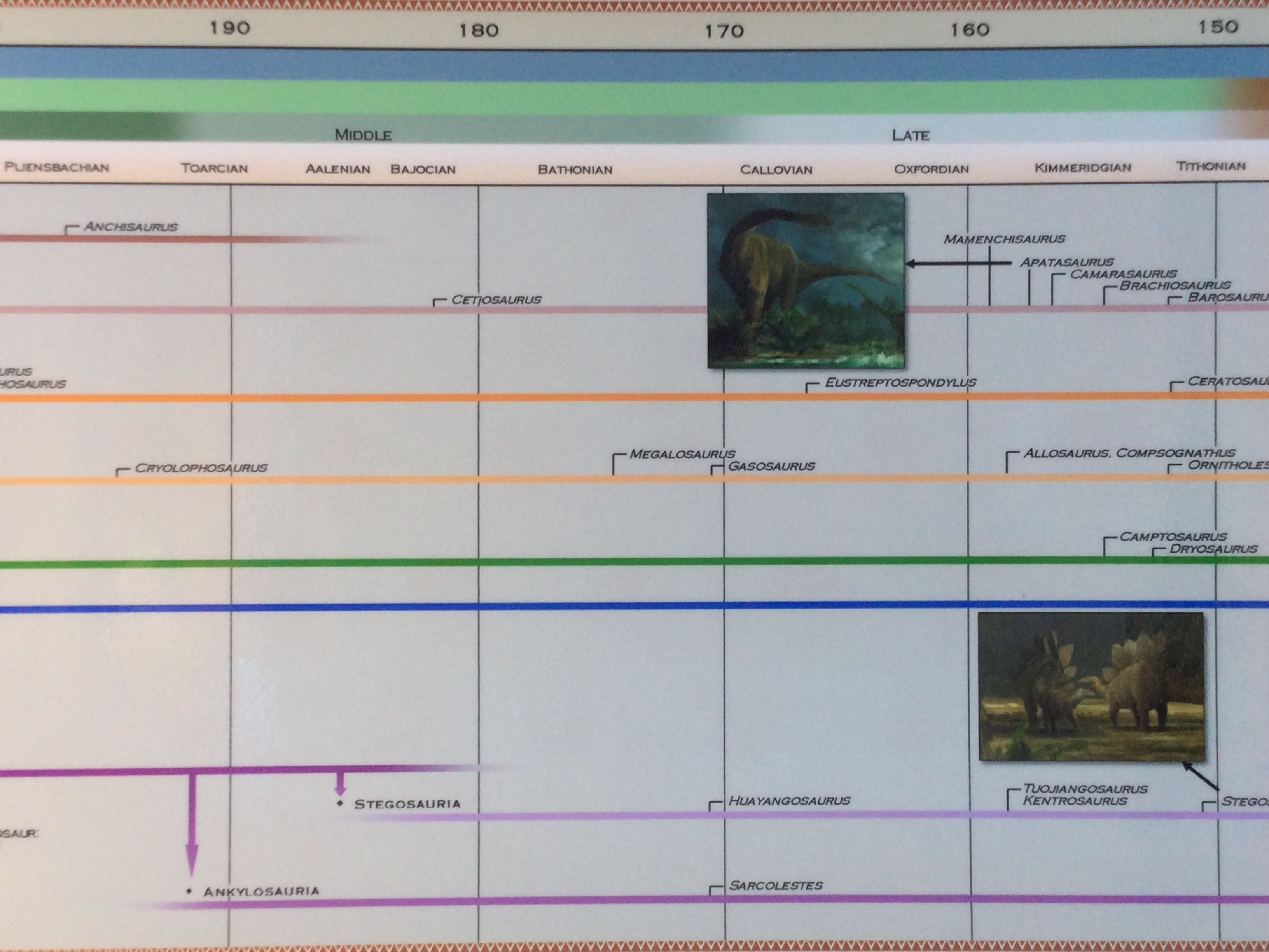 Timeline of The Dinosaurs Laminated Panoramic Poster by Parthenon ...