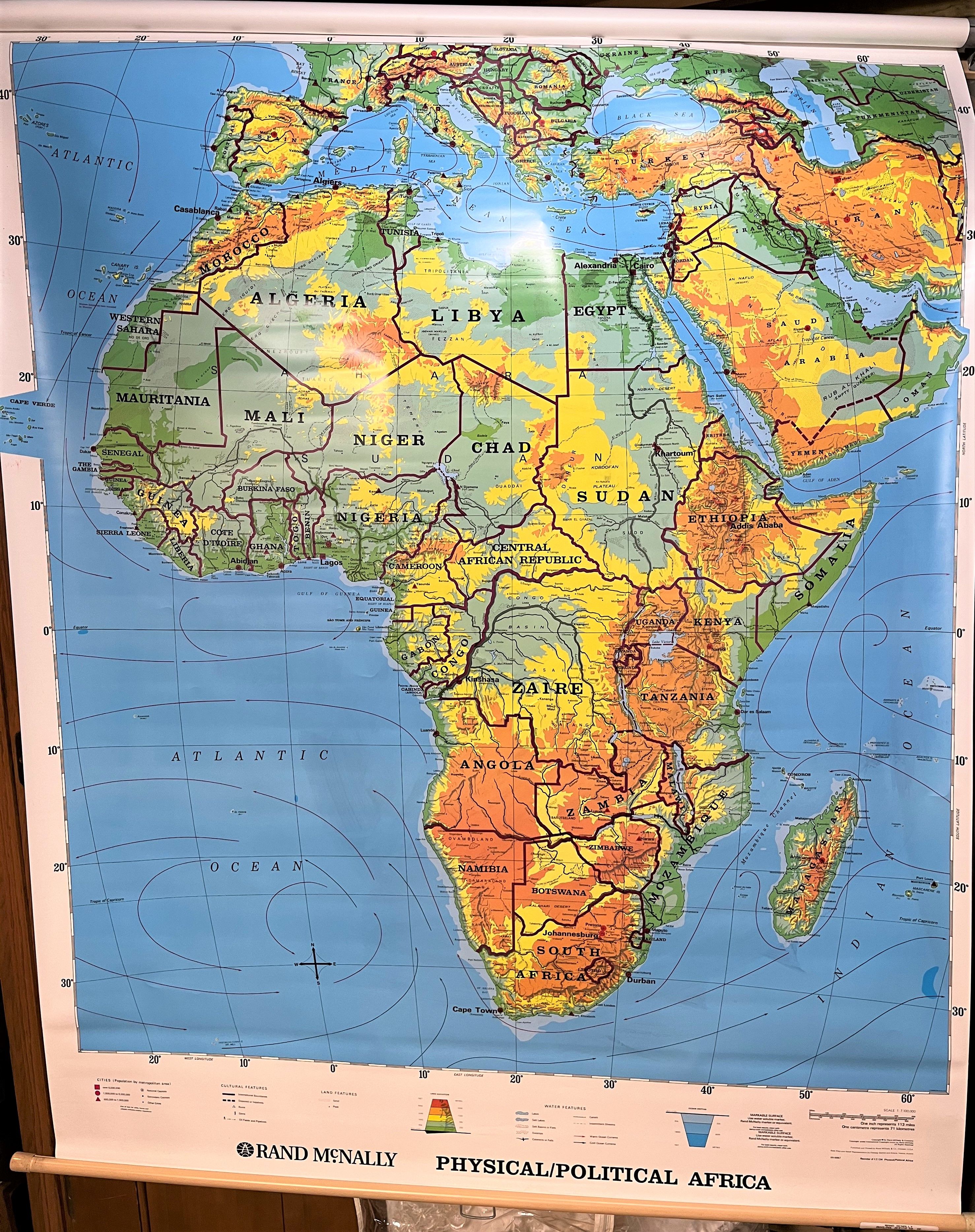 School Wall Map: Physical/Political Africa