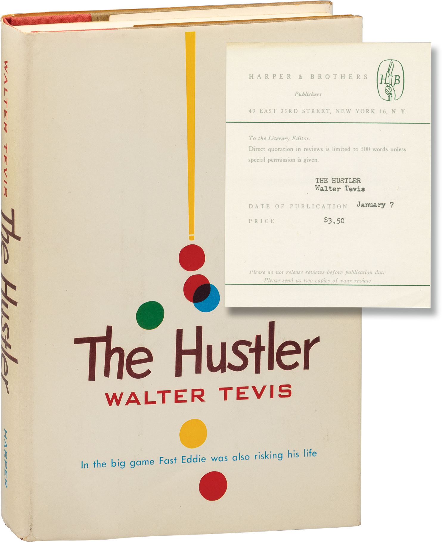 The Hustler (First Edition, review copy) by Walter Tevis | 1959 ...