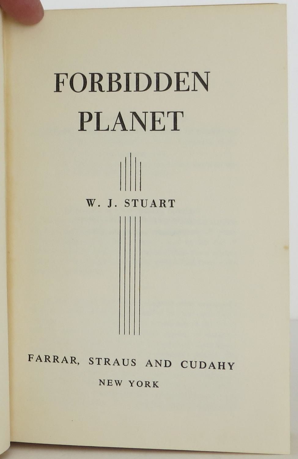 Forbidden Planet by Stuart, W. J | Hardcover | 1956 | Farrar Strauss ...