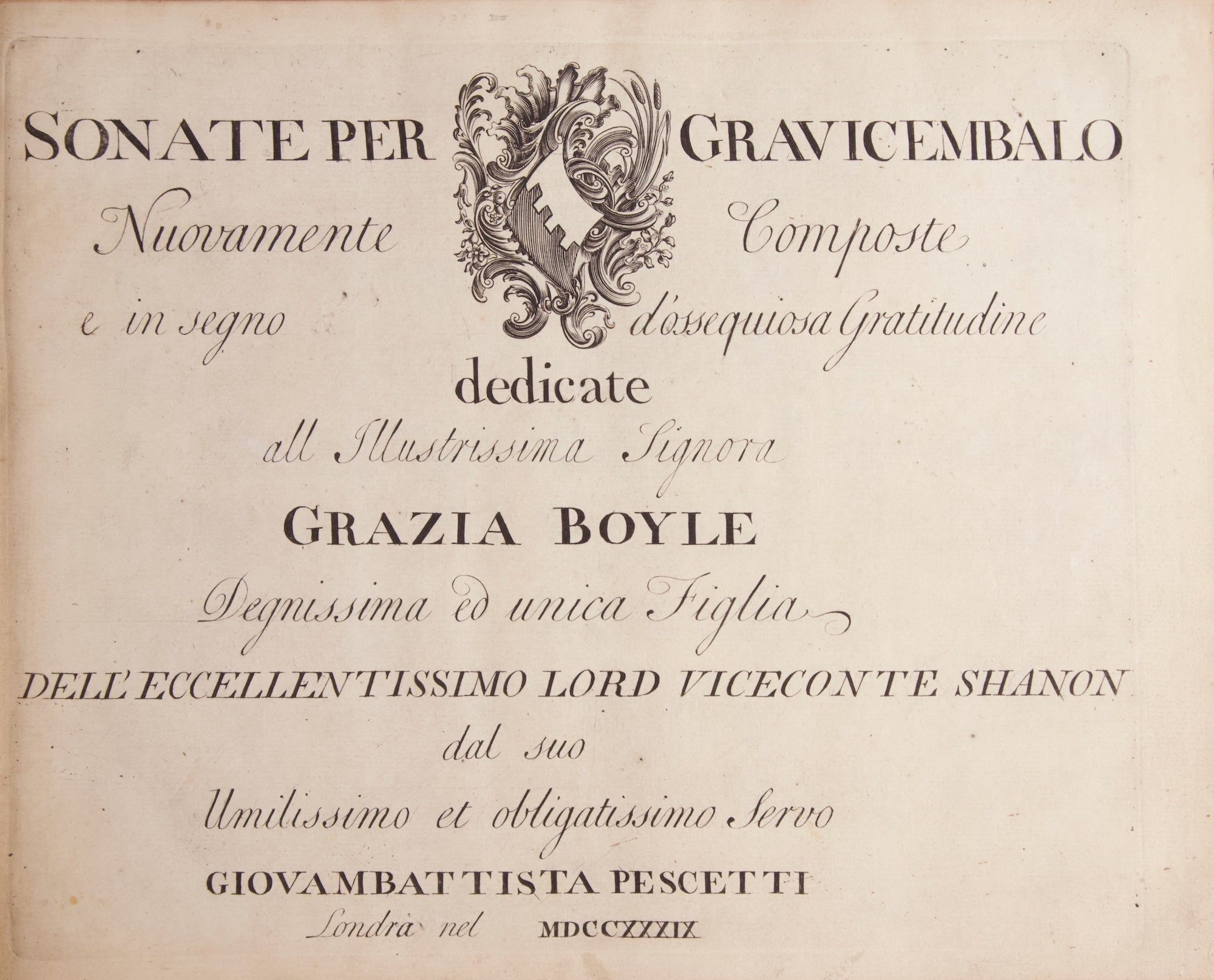 Sonate per Gravicembalo Nuovamente Composte e in segno d'ossequiosa ...