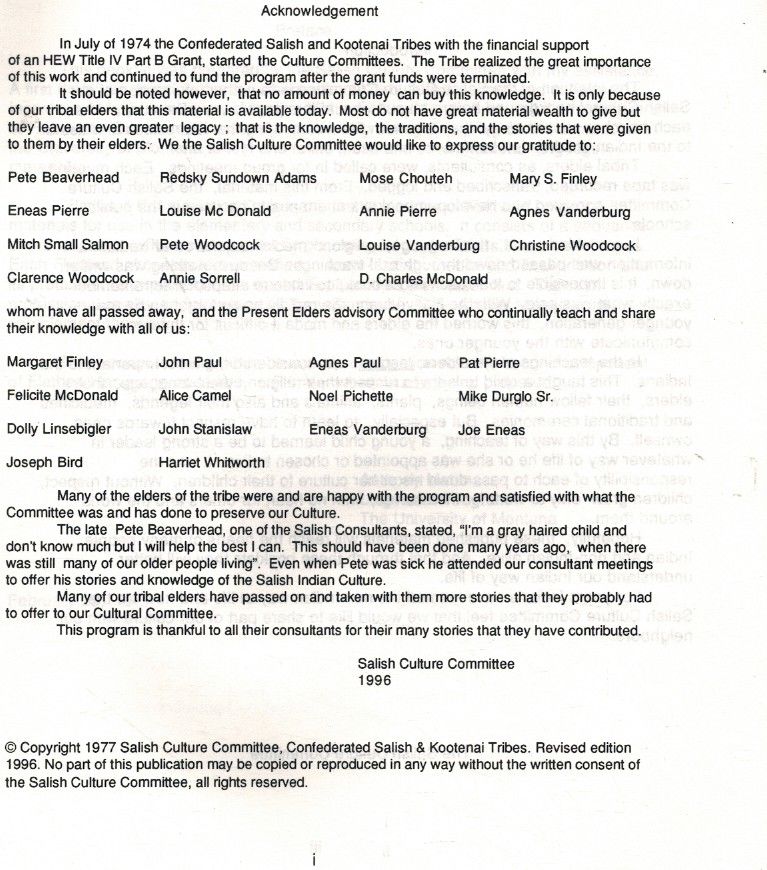 SALISH CULTURAL AND LANGUAGE MATERIALS Salish Indian Alphabet ...