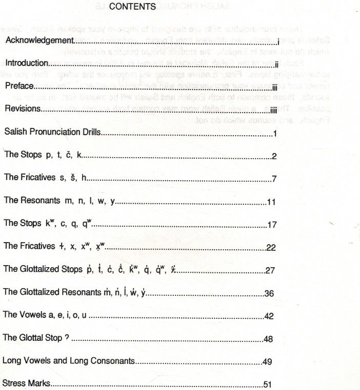 SALISH CULTURAL AND LANGUAGE MATERIALS Salish Indian Alphabet ...