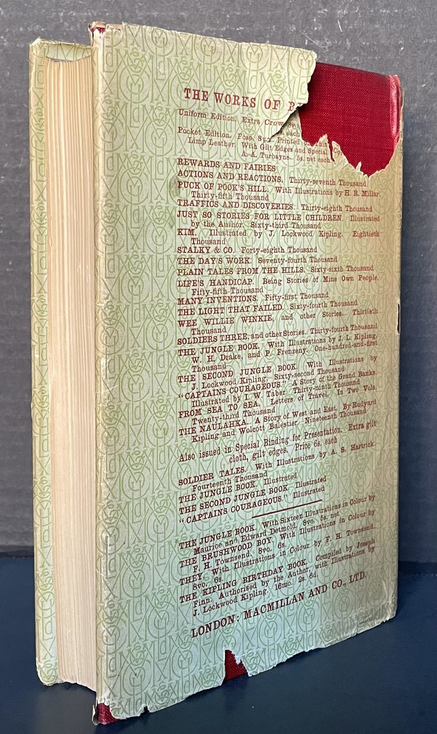 REWARDS AND FAIRIES [IN THE RARE DUST JACKET] by Kipling, Rudyard ...