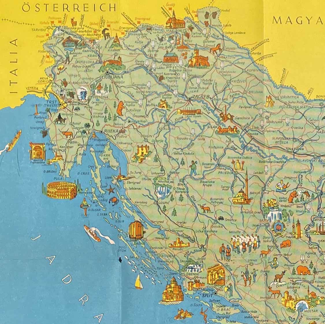 BIBLIO | Tourist Map of Yugoslavia. (Map title: Jugoslavia). by ...