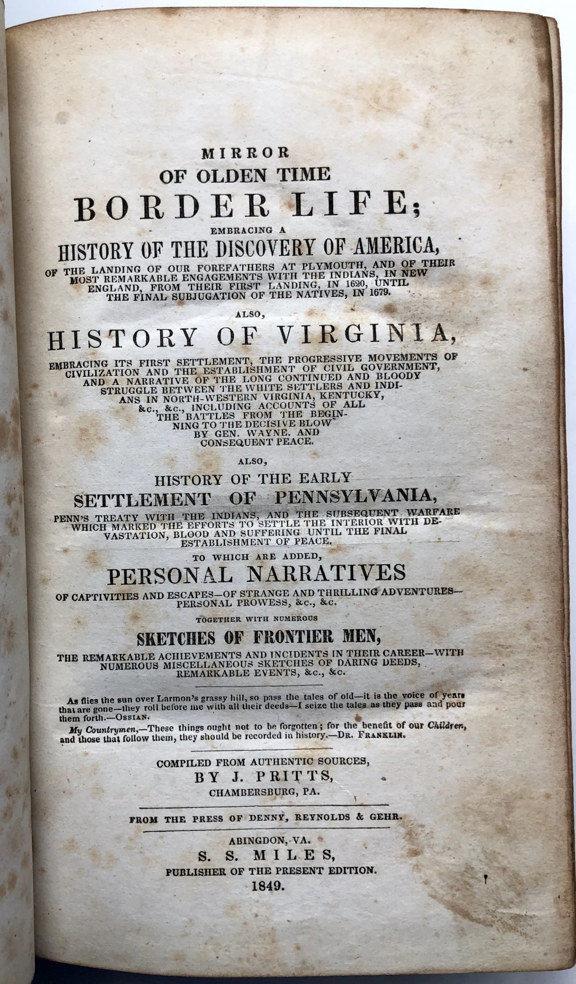 Mirror of Olden Time Border Life; embracing a History of the Discovery ...