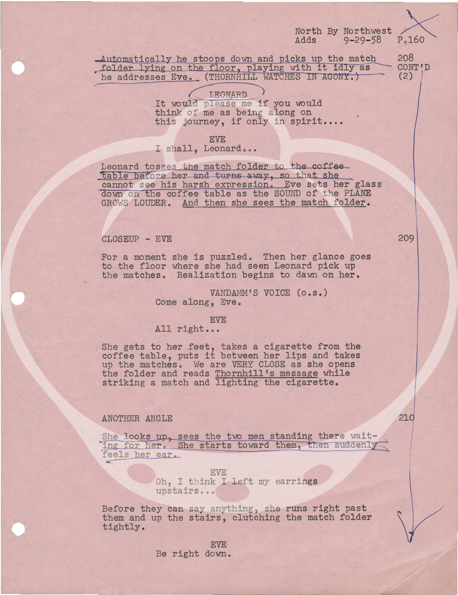 North by Northwest (Original screenplay for the 1959 film belonging to ...