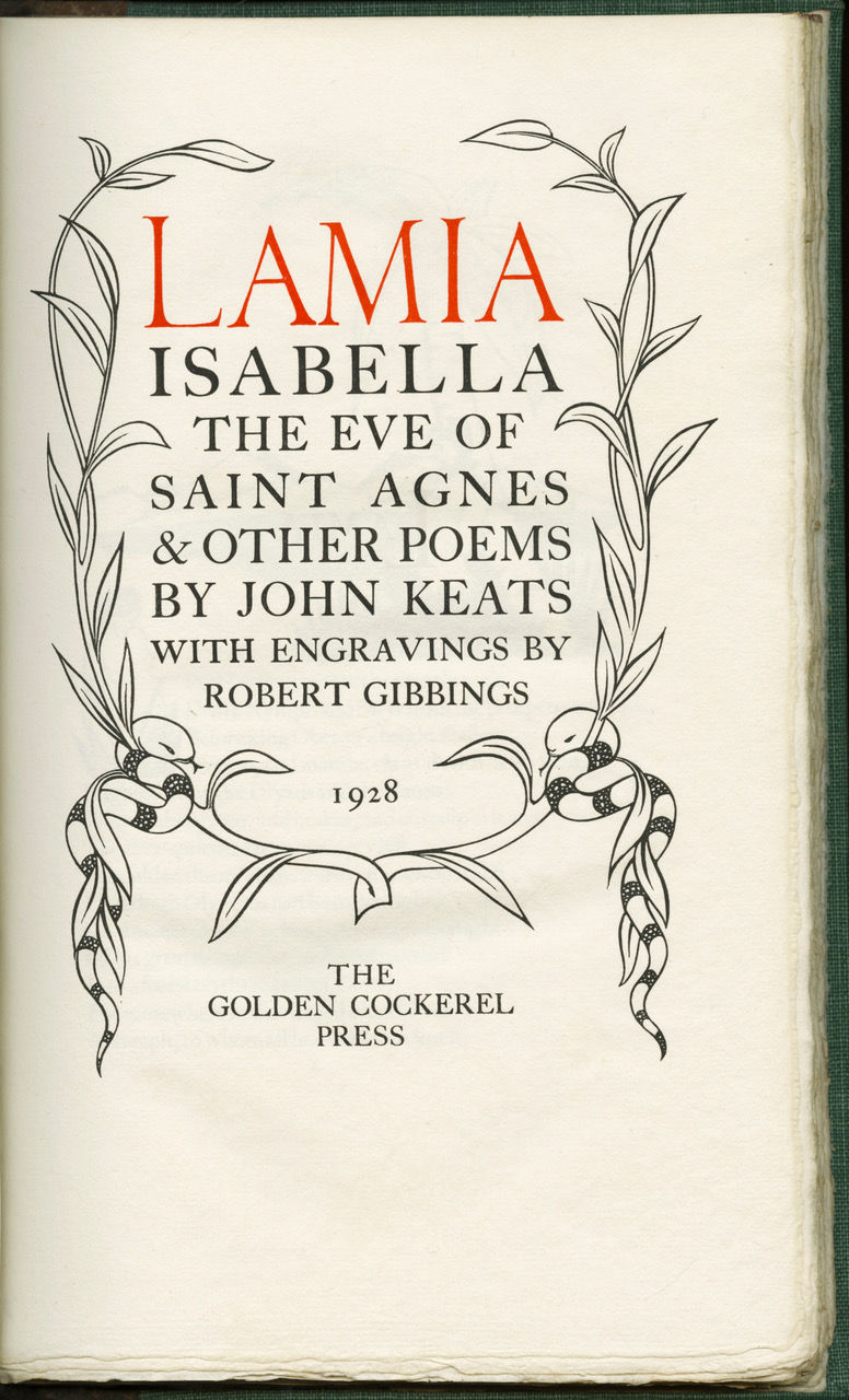 Lamia, Isabella, The Eve of Saint Agners & Other Poems; with Engravings ...