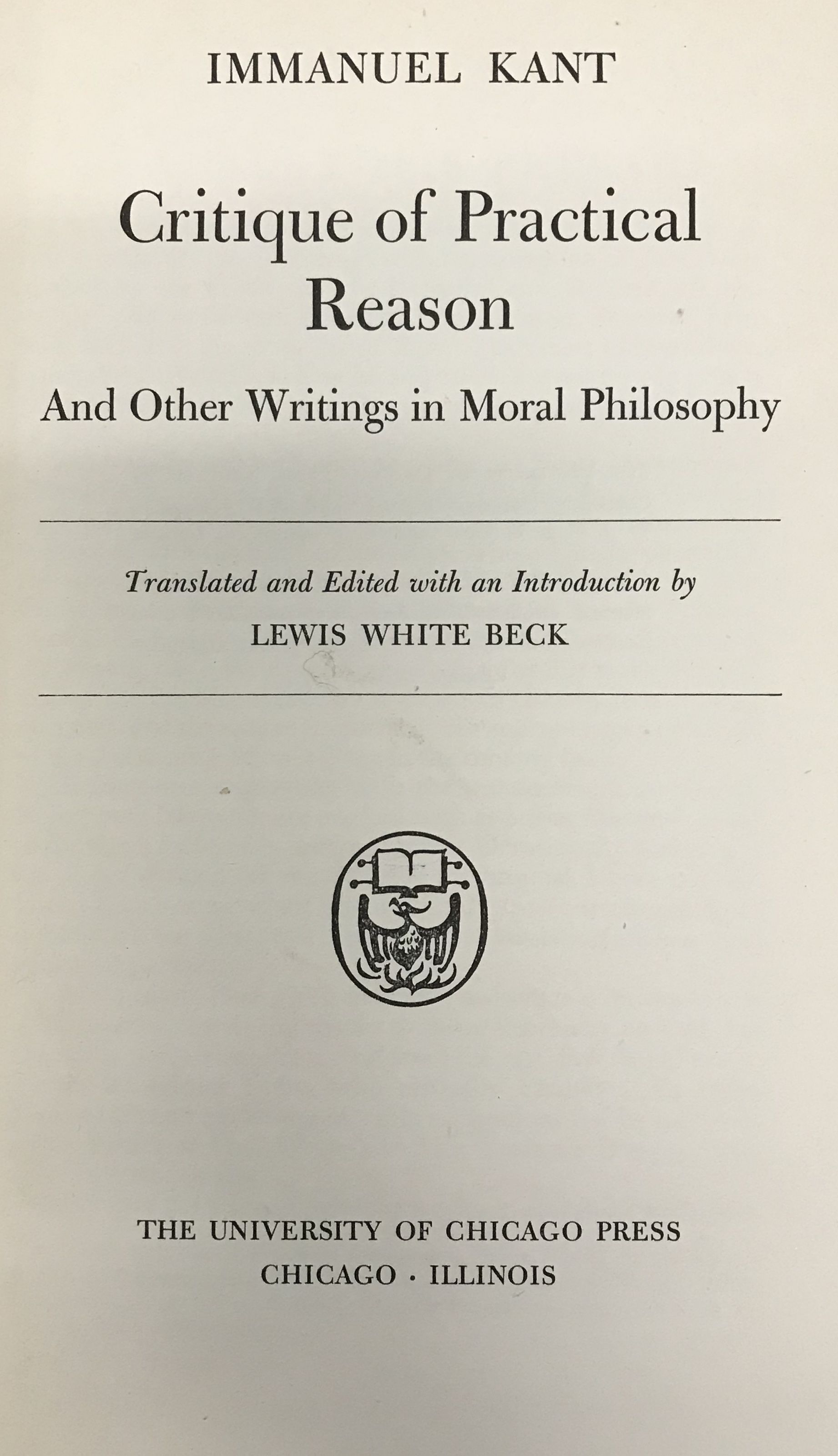 Critique of Practical Reason by Immanuel Kant - Hardcover - 2nd - 1950 ...