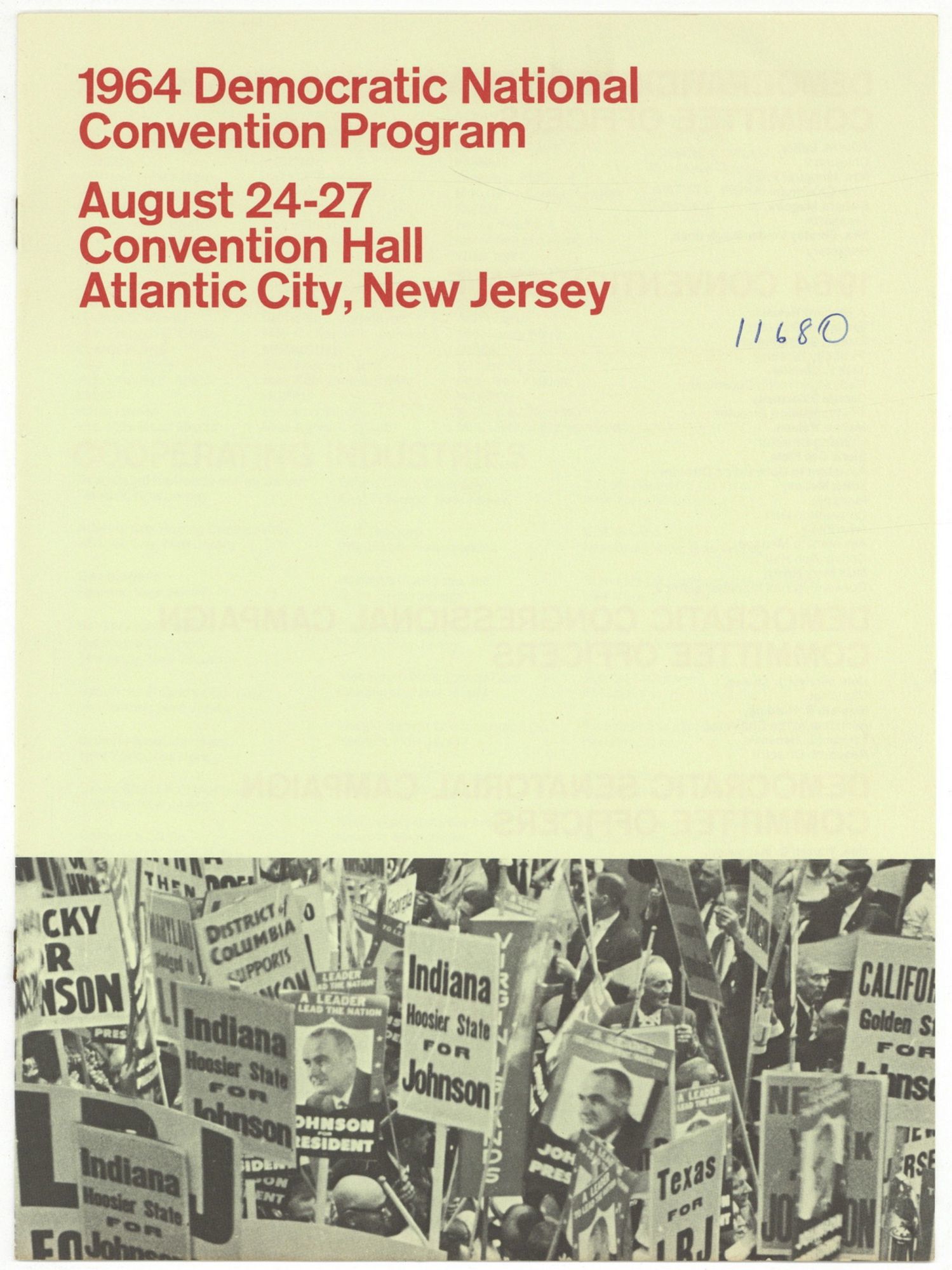 [Event Program]: 1964 Democratic National Convention Program. August 24 ...