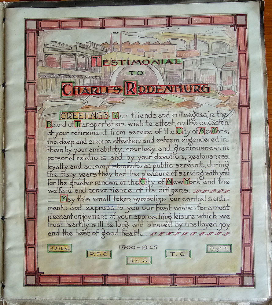 ORIGINAL CALLIGRAPHIC MANUSCRIPT TRIBUTE: TESTIMONIAL TO CHARLES ...
