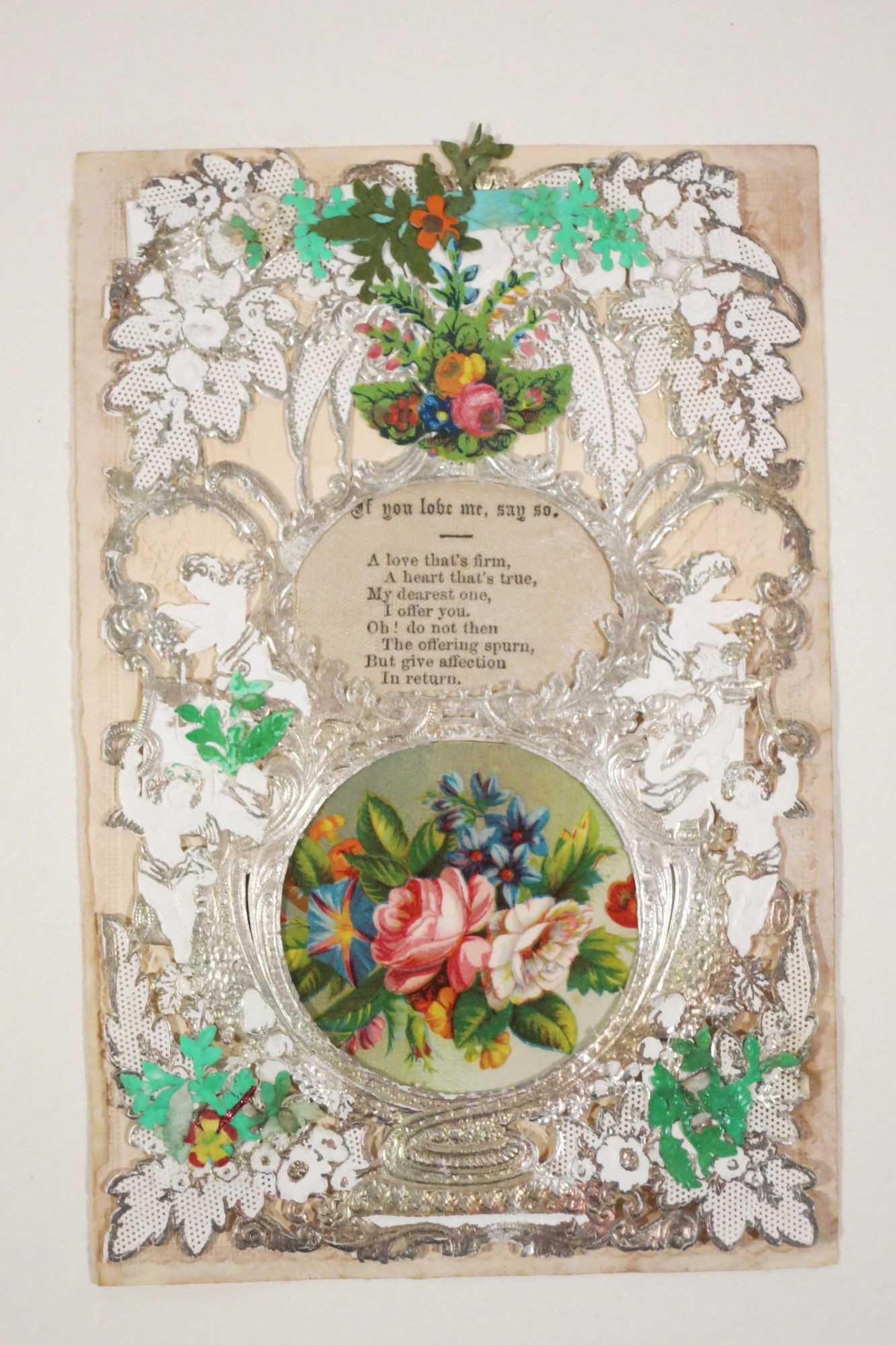 ALBUM OF 45 HANDMADE VICTORIAN FRIENDSHIP CARDS, VALENTINE'S GREETINGS ...