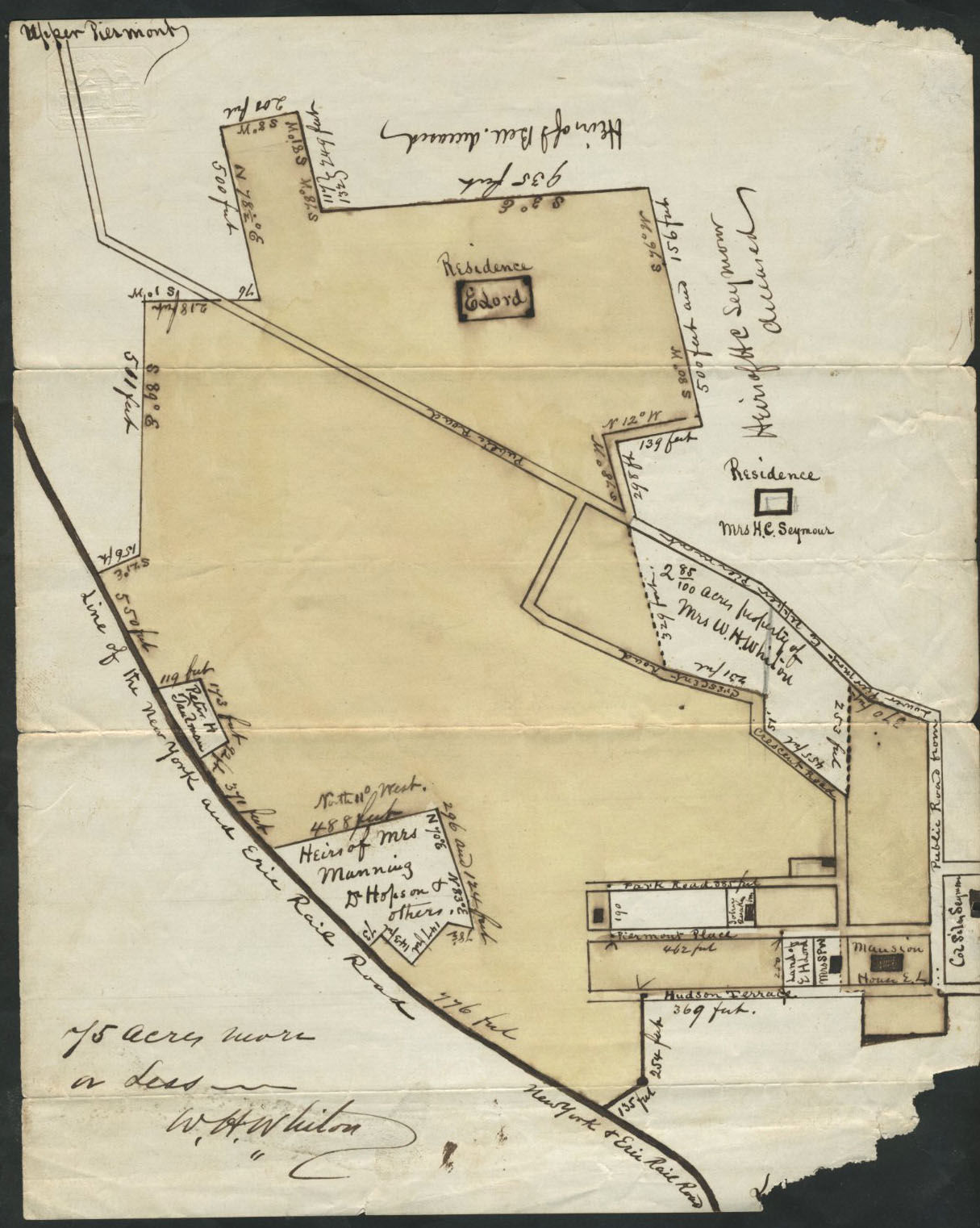 Estate of Eleazar Lord, president Erie Railroad, Piermont NY. Survey by ...
