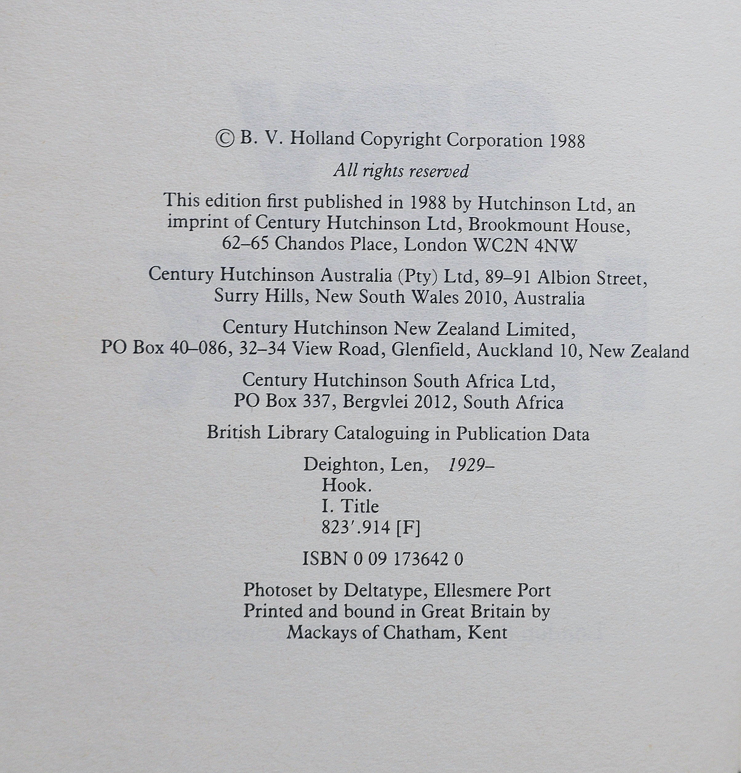 Spy Hook ( TLS by Deighton Laid In ) by Deighton, Len | Hardcover ...