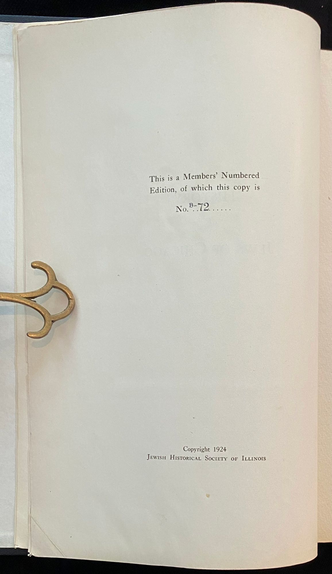 HISTORY OF THE JEWS IN CHICAGO [MEMBERS' NUMBERED EDITION] [ASSOCIATION ...