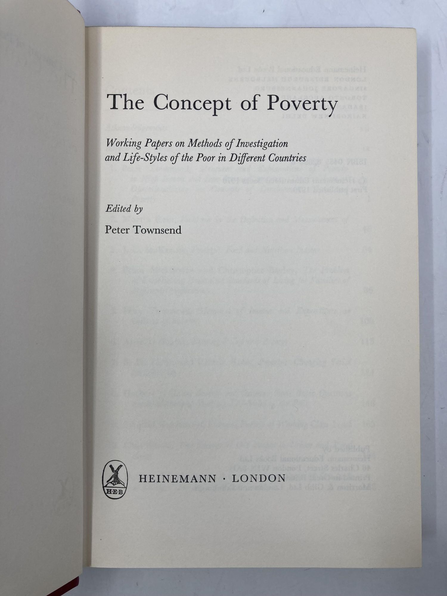 Concept of Poverty: Working Papers on Methods of Investigation and Life ...