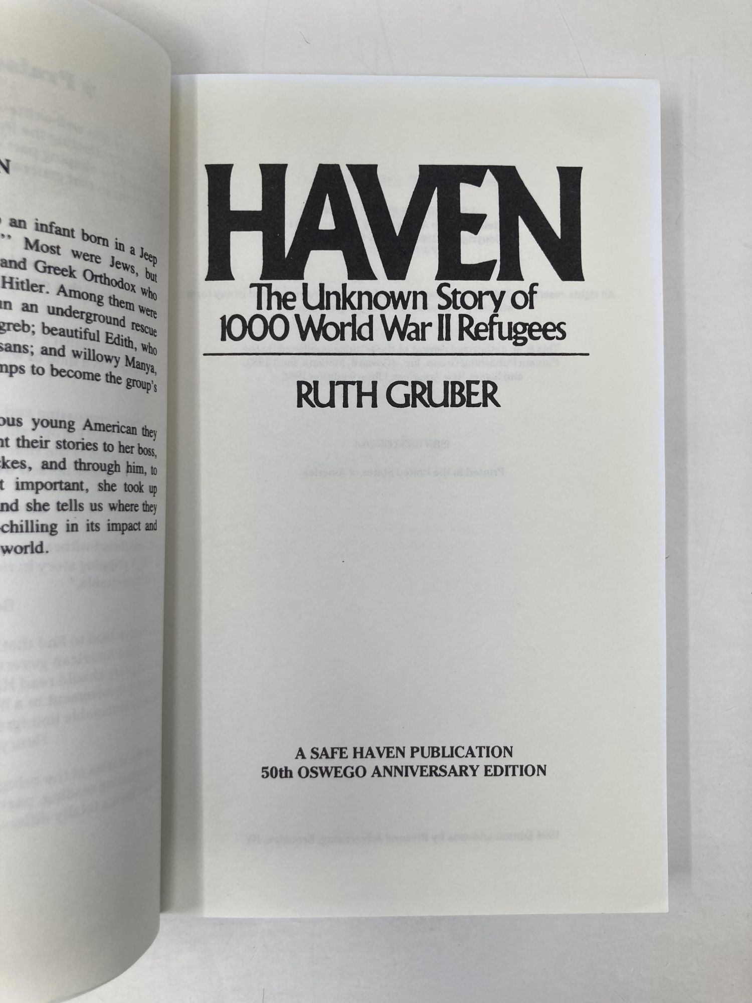 Haven: The Unknown Story of 1,000 World War II Refugees by Ruth Gruber ...
