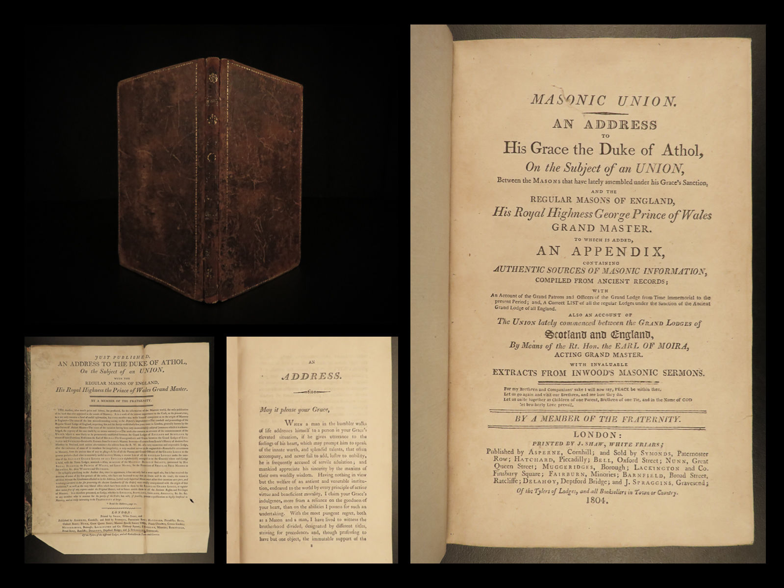 Masonic Union. An address to His Grace the Duke of Athol on the subject ...