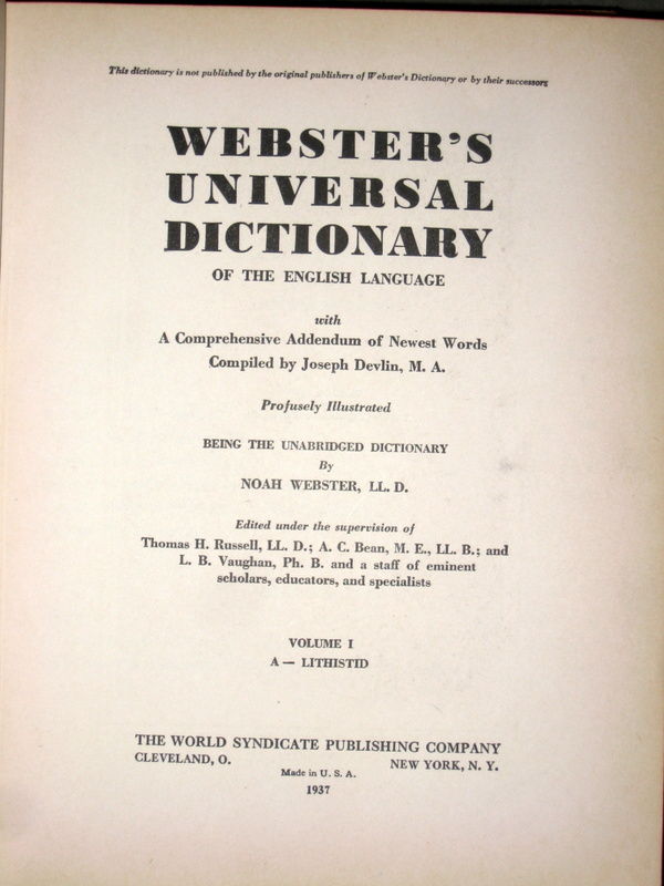 Webster's Universal Dictionary of The English Language - 2 Volumes ...